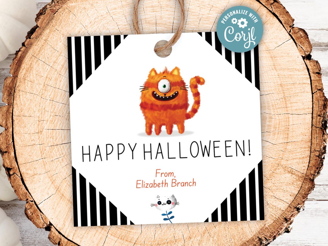 Editable Halloween Gift Tags, Printable Cute Monster Treat Tags, Fun ...