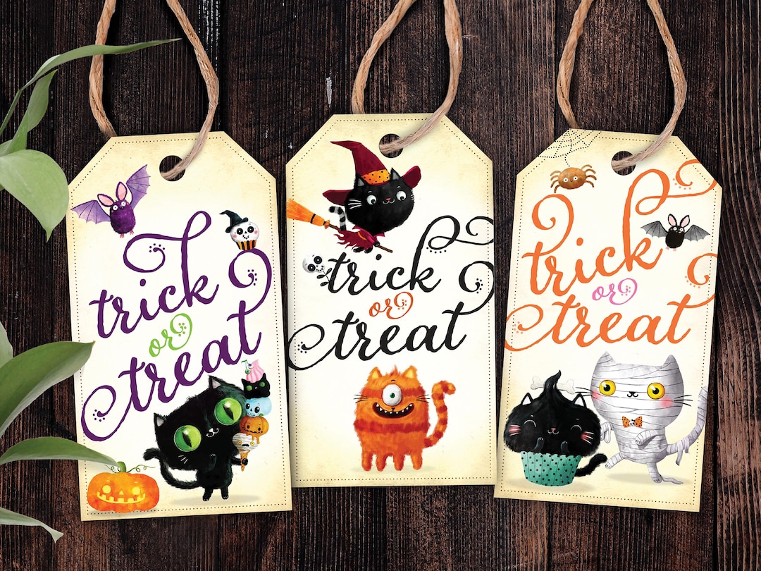 Printable Halloween Favor Tag Bundle, Halloween Gift Tag Set—3 Designs ...