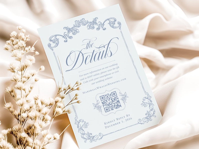 Dusty Blue Wedding Invitation Suite, Editable Calligraphy Template ...