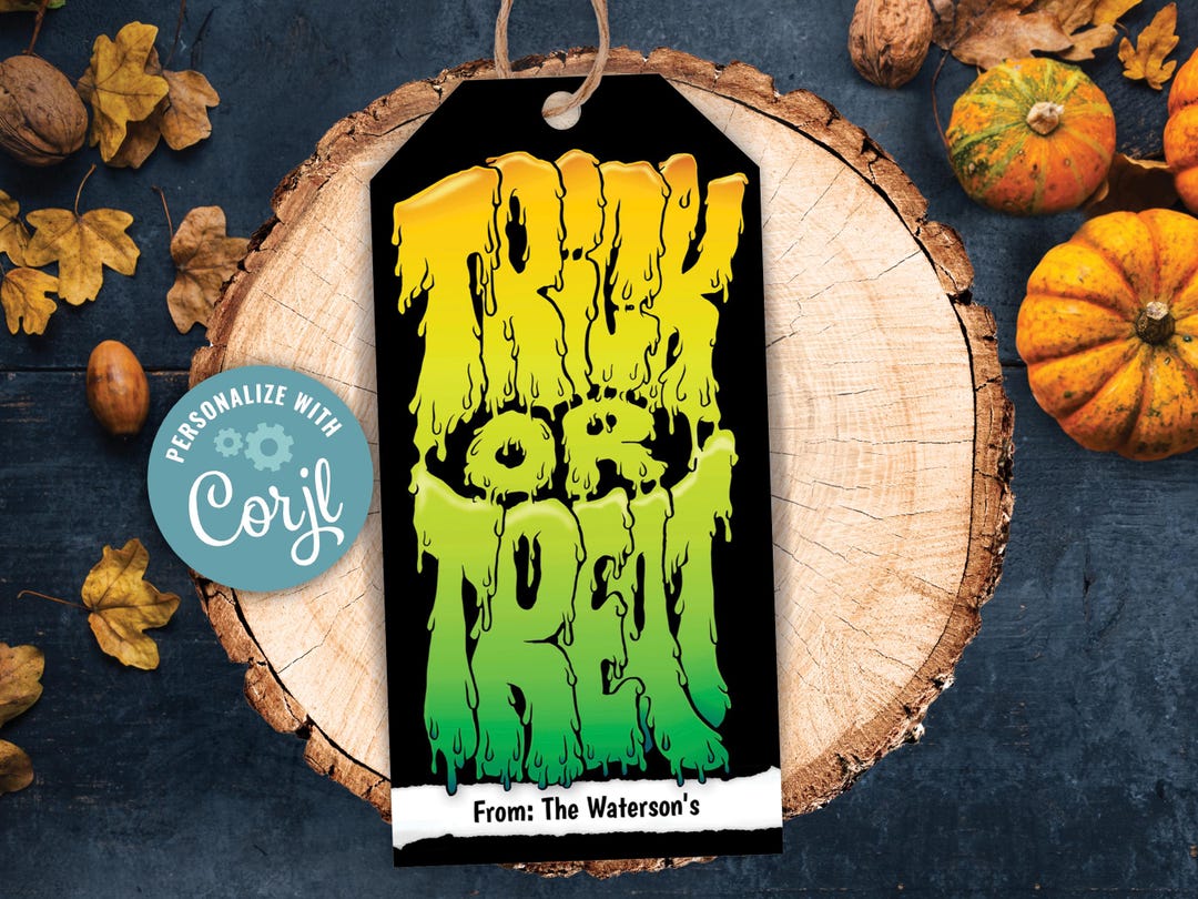 Editable Halloween Hang Tag, Printable Halloween Trick or Treat Bag Tag ...
