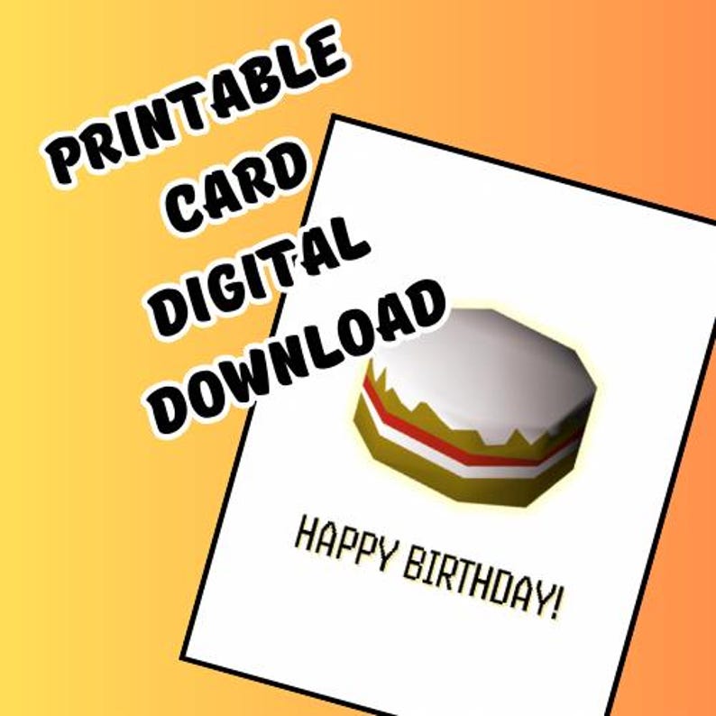 Runescape Cake Birthday Card DIGITAL DOWNLOAD File Printable Card Old ...