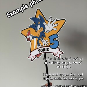 Custom SONIC Cake Topper Digital Download Printable Children's Kids ...