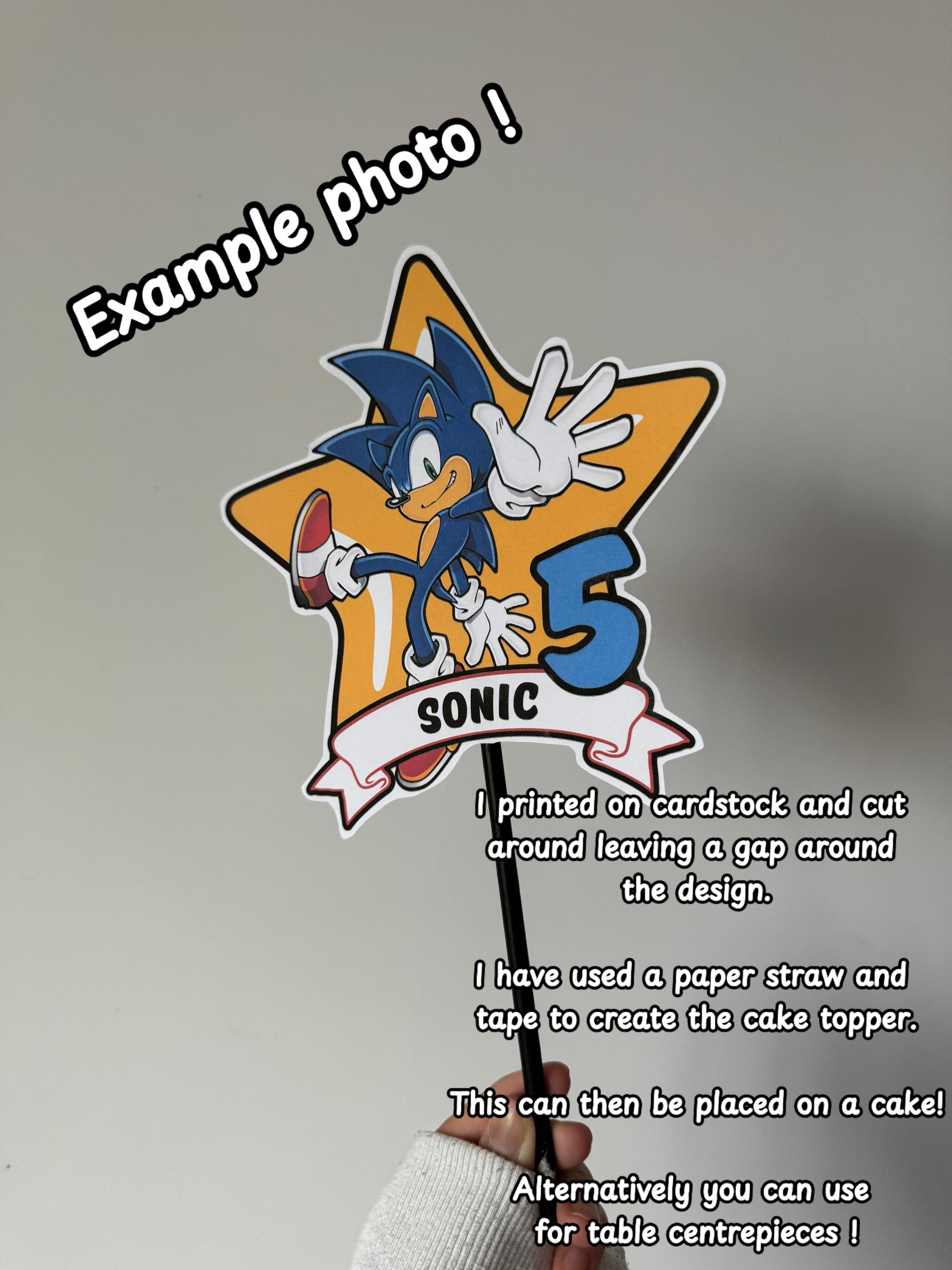 Custom SONIC Cake Topper Digital Download Printable Children's Kids ...