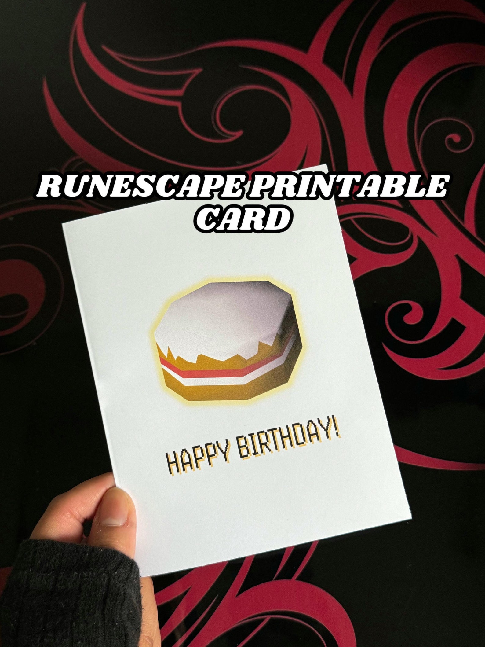 Runescape Cake Birthday Card DIGITAL DOWNLOAD File Printable Card Old ...