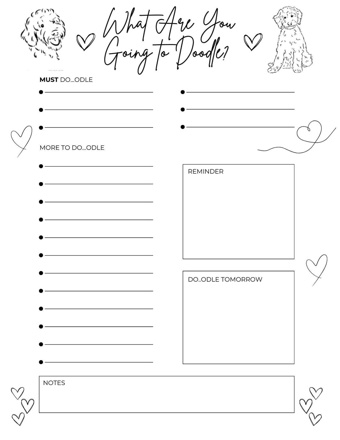 Labradoodle to Do List Template 8.5x11 Downloadable PDF - Dog Lover ...