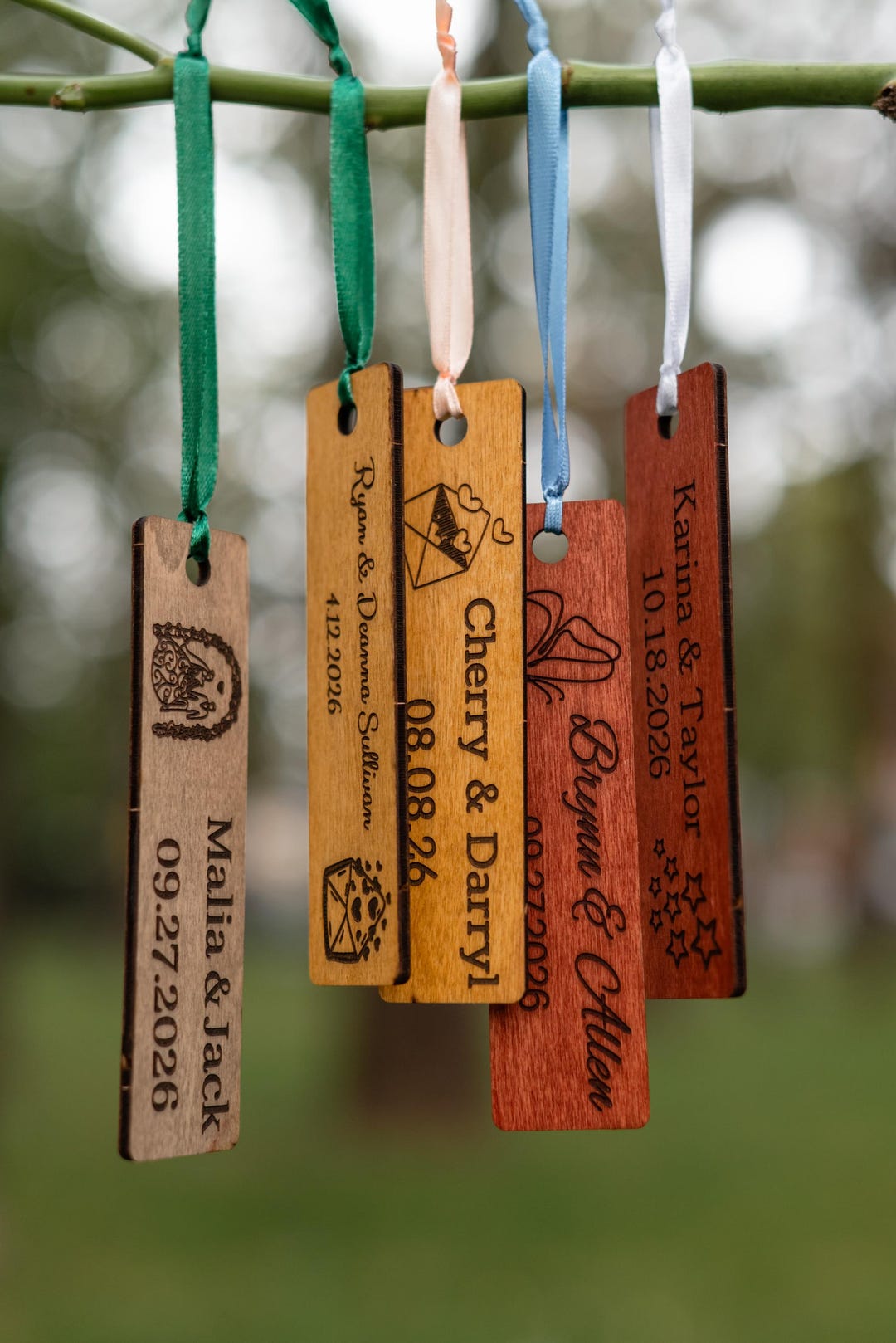 Custom Wooden Bookmarks for Guests, Rustic Bachelorette Party Gifts ...