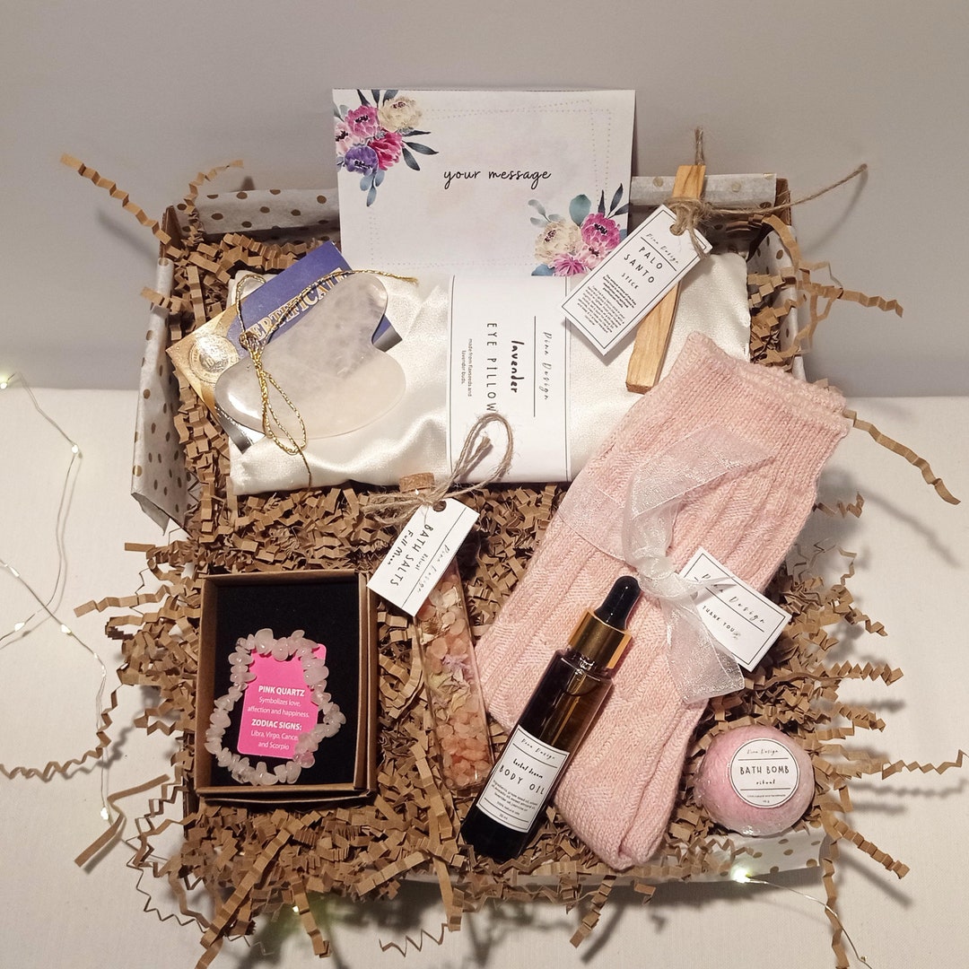 Pink Quartz Mental Health Gift Box, Spiritual Bath Time, Sacred Space ...