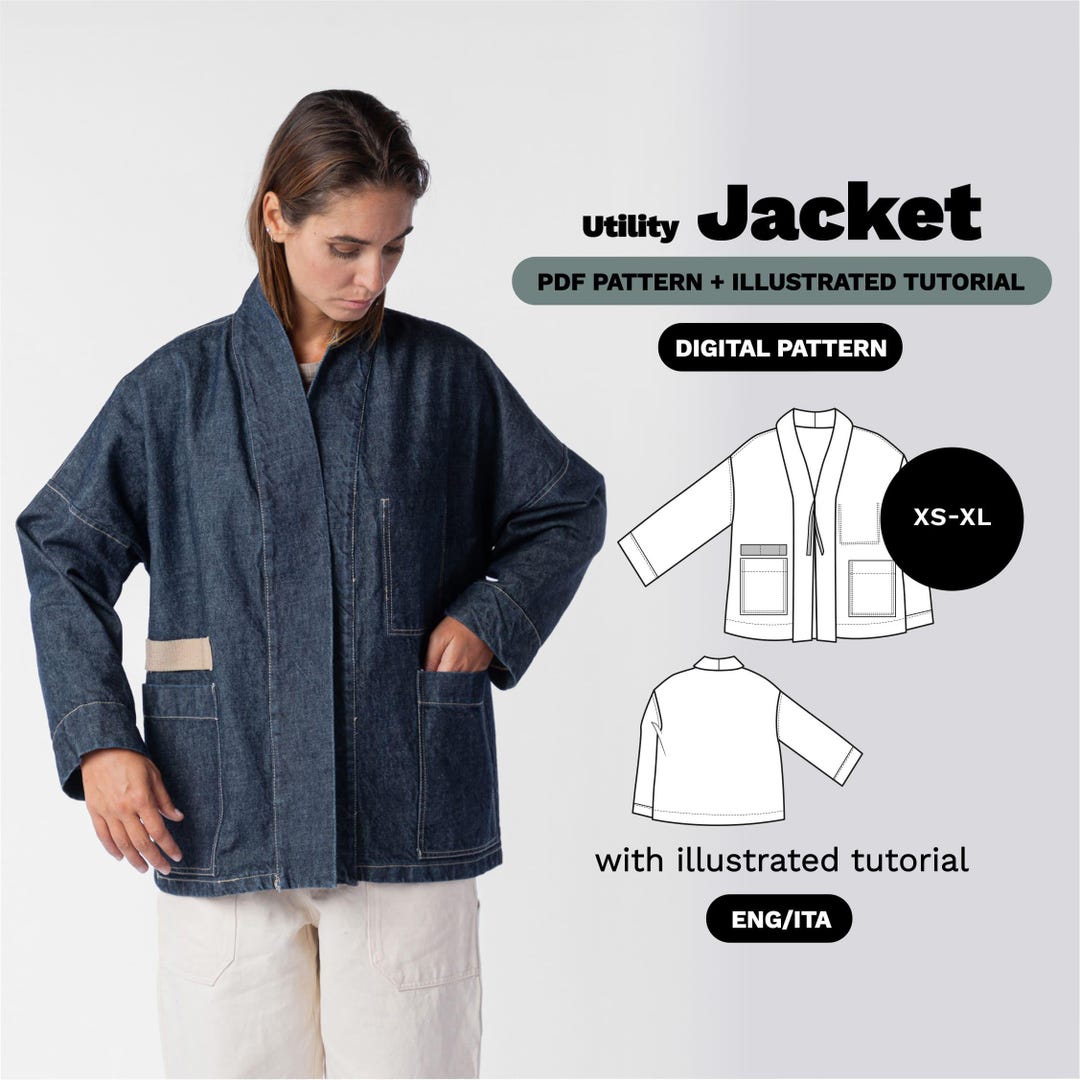 Chore Jacket Sewing Pattern Pdf (XS–XL) | Unisex Workwear Kimono Style ...