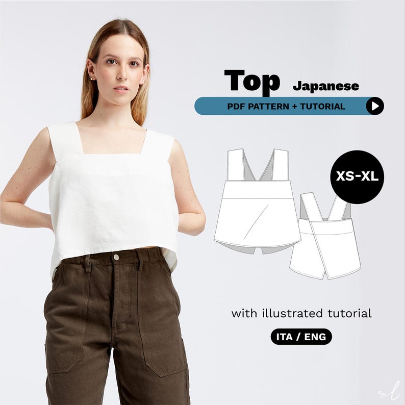 Japanese Top Sewing Pattern PDF | Linen Top Pattern for Beginners - Video Tutorial | Instant ...
