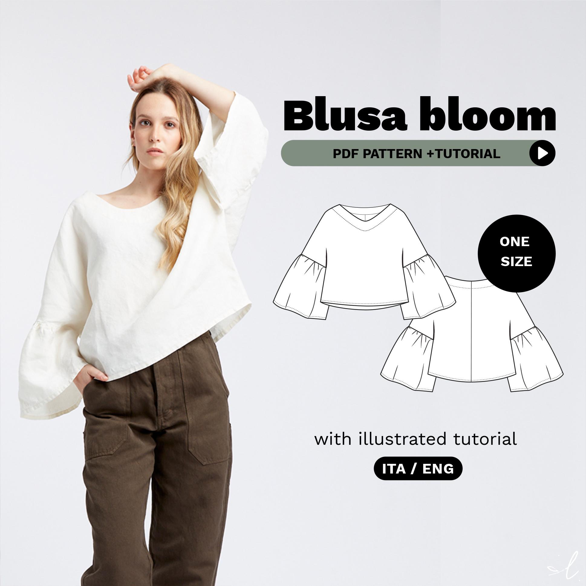 Bloom Blouse Sewing Pattern | Easy Blouse Pattern PDF for Beginners ...