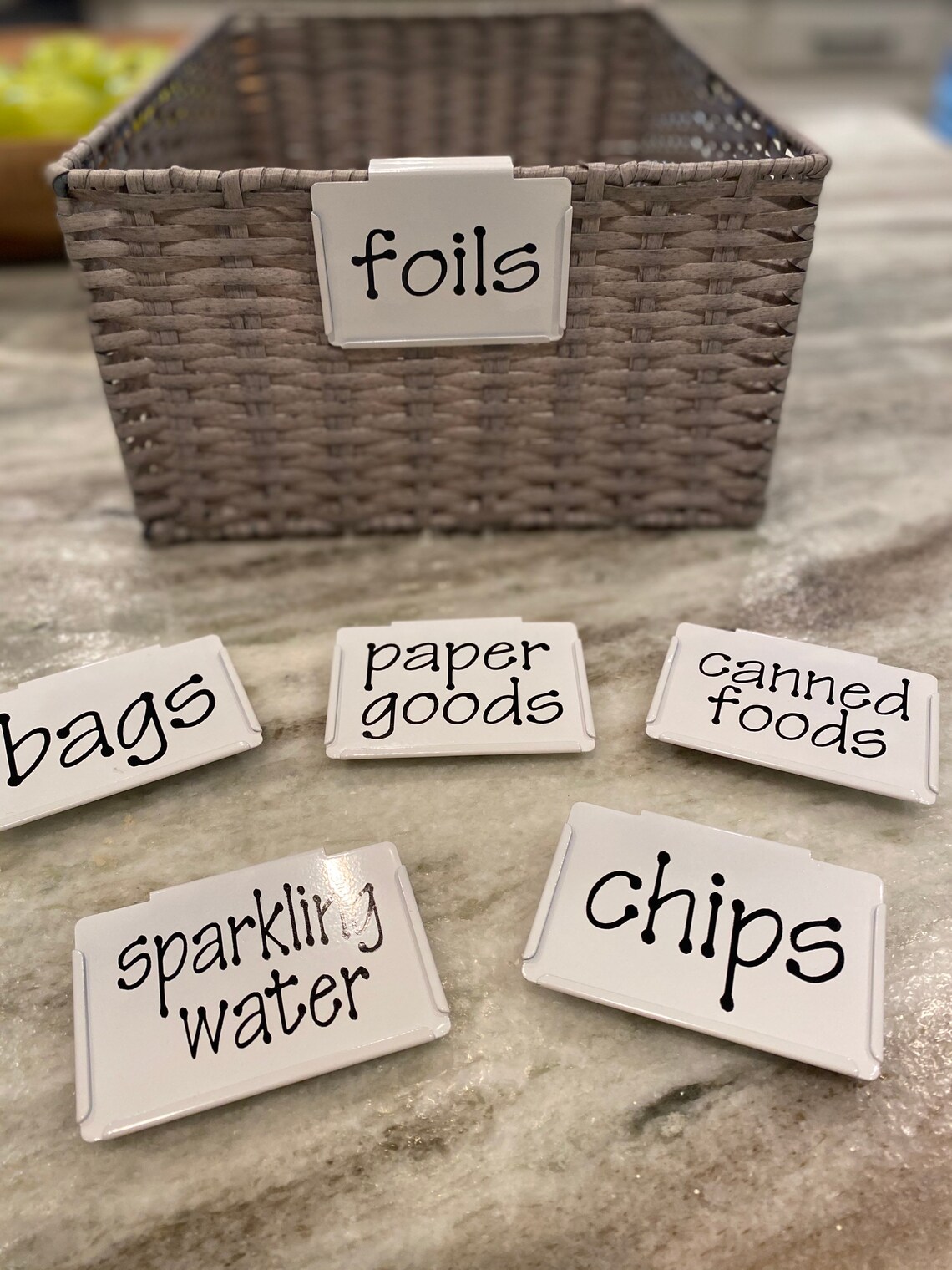 White Metal Basket Tags Pantry Labels - Etsy