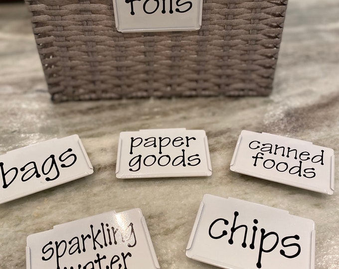 White Metal Basket Tags Pantry Labels - Etsy