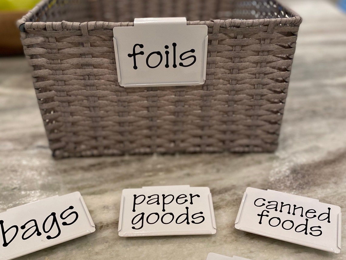 White Metal Basket Tags Pantry Labels | Etsy