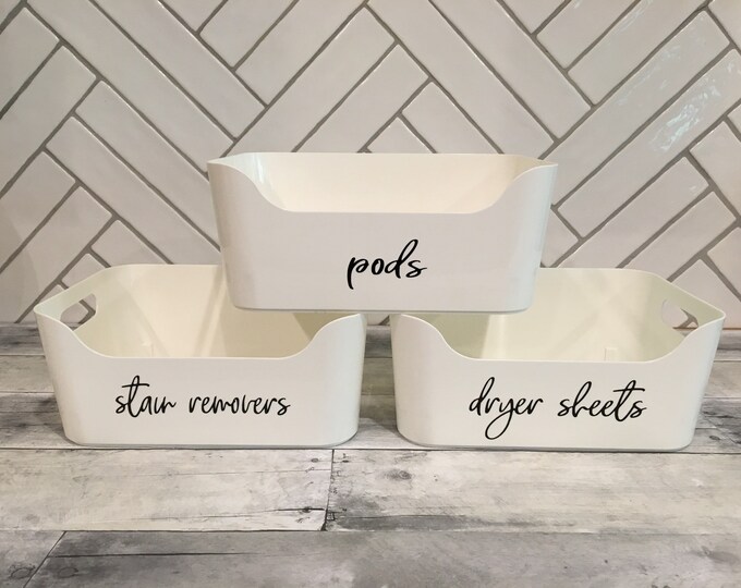 Medium White Labeled Organizing Bin - Etsy