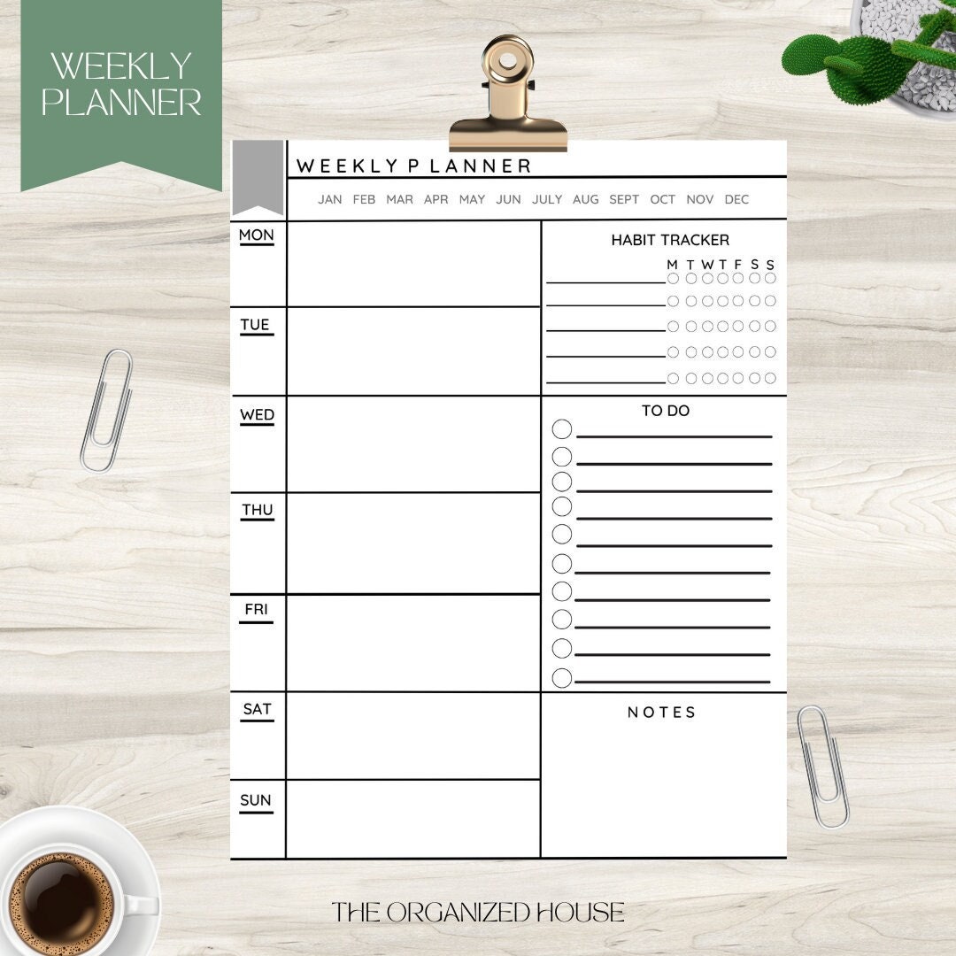 Get Organized WEEKLY PLANNER Download - Etsy