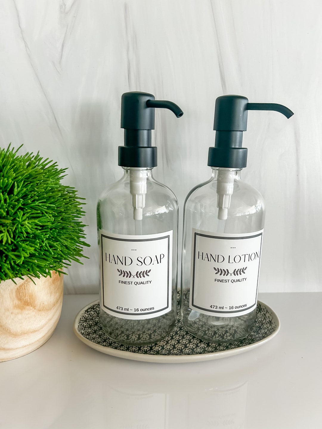 Modern Glass Apothecary Refillable Hand Soap and Hand Lotion Pump ...