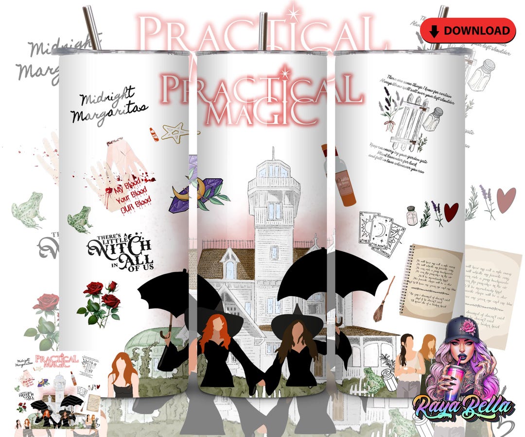 Practical Magic Tumbler Wrap | 20oz Glass Can Design | Midnight ...