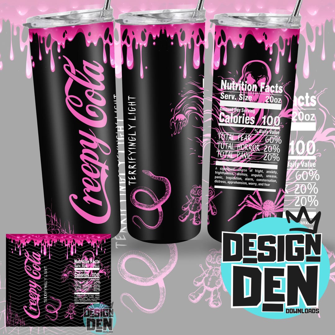 Pink Cola Soda Can, Creepy Diet Cola, Fear Nutrition Facts, Horror Pink ...