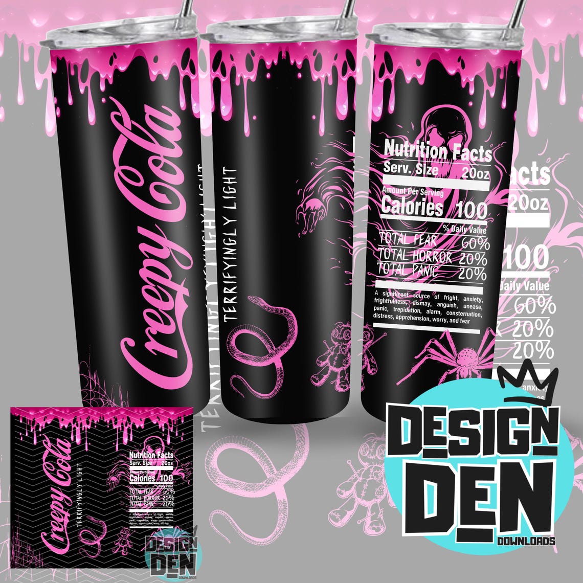 Pink Cola Soda Can, Creepy Diet Cola, Fear Nutrition Facts, Horror Pink ...