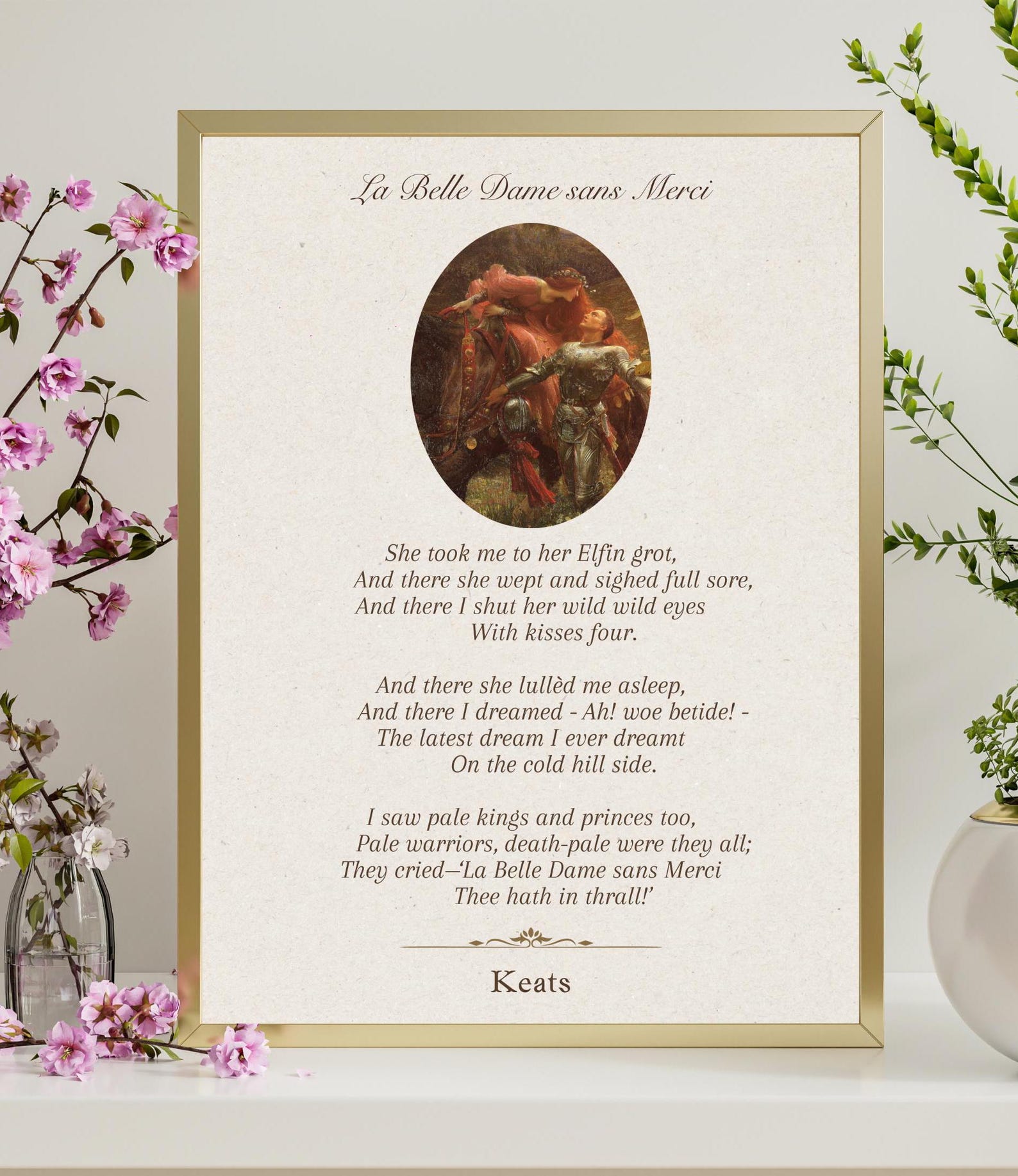 John Keats Print, La Belle Dame Sans Merci, Poetry Print, Vintage Wall ...