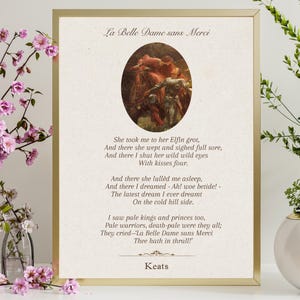 John Keats Print, La Belle Dame Sans Merci, Poetry Print, Vintage Wall ...