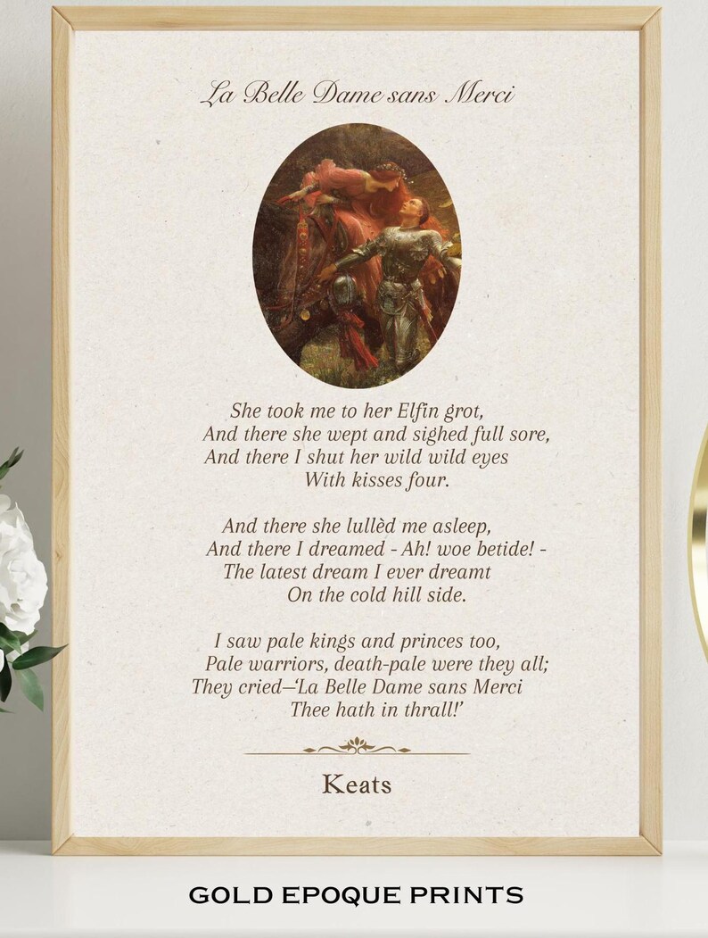 John Keats Print, La Belle Dame Sans Merci, Poetry Print, Vintage Wall ...