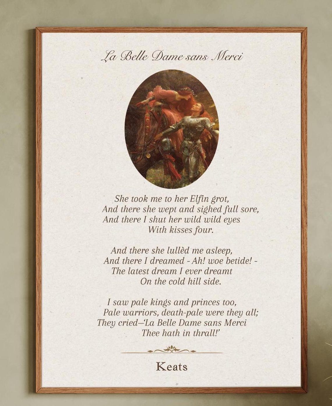 John Keats Print, La Belle Dame Sans Merci, Poetry Print, Vintage Wall ...