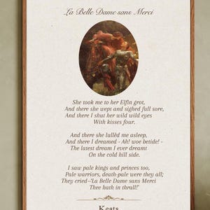 John Keats Print, La Belle Dame Sans Merci, Poetry Print, Vintage Wall ...