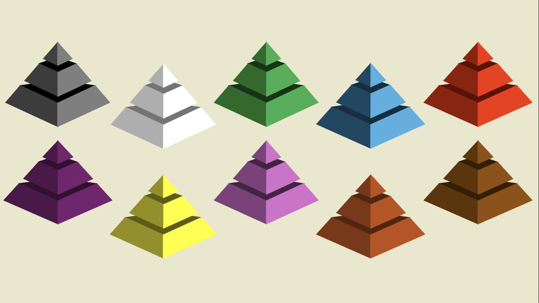 50 3D PYRAMIDS FOR PRESENTATIONS, 5 Different Sizes, 10 Different ...
