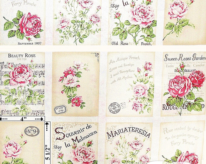 Quilt Gate, "roses for You", RU2220-11A, 24 Blocks Fabric Panel - Etsy