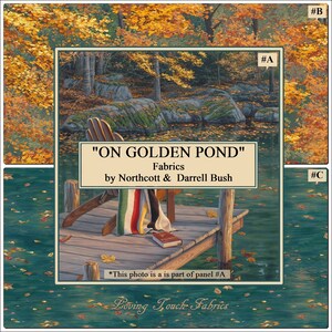 Northcott & Darrell Bush "on Golden Pond" Scenic Water Leaves Digitally ...