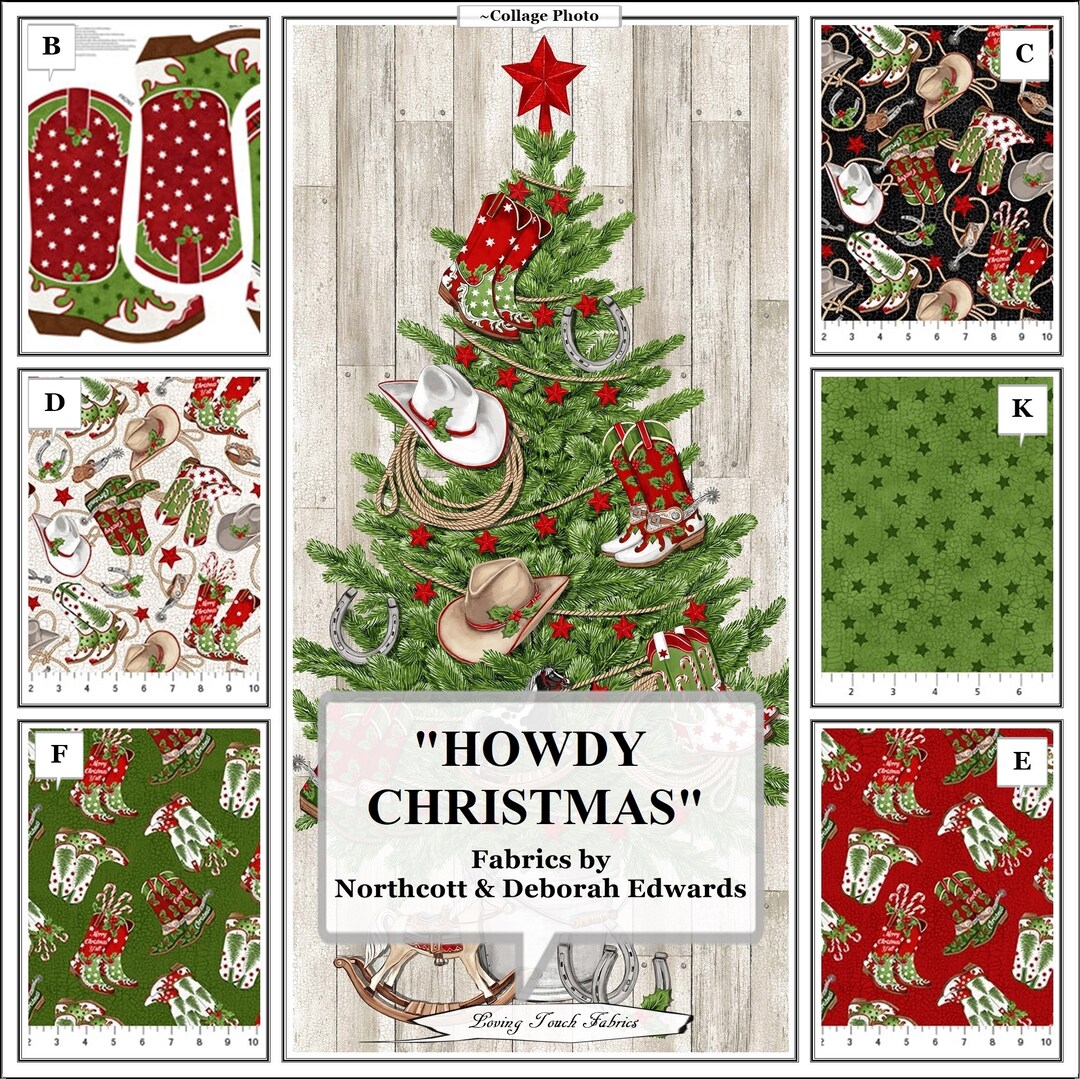 Northcott, "howdy Christmas", Deborah Edwards, Western Boots, Hats ...