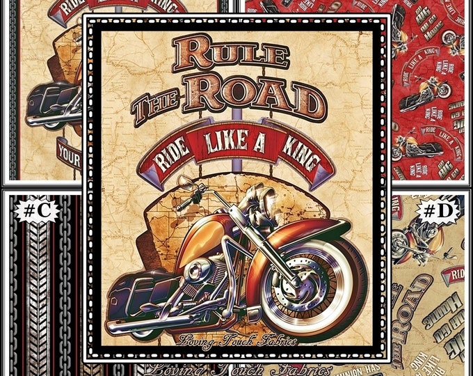QT Jeff Wack rule the Road Motorcycles Words Fabrics selection - Etsy