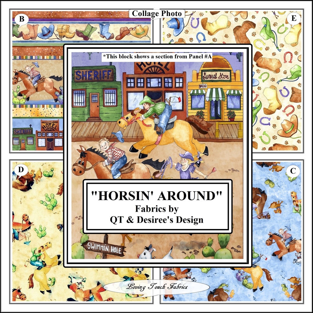 Horsin' Around QT Desiree's Design Western Children Horses Fabrics ...