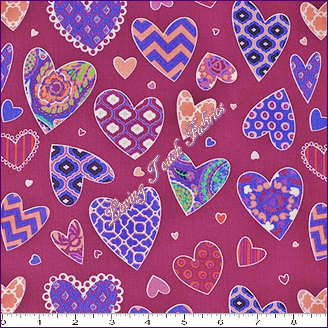 Free Spirit,dena Designs, "haute Girls", #pwdf207-bl, Hearts, Fabric ...