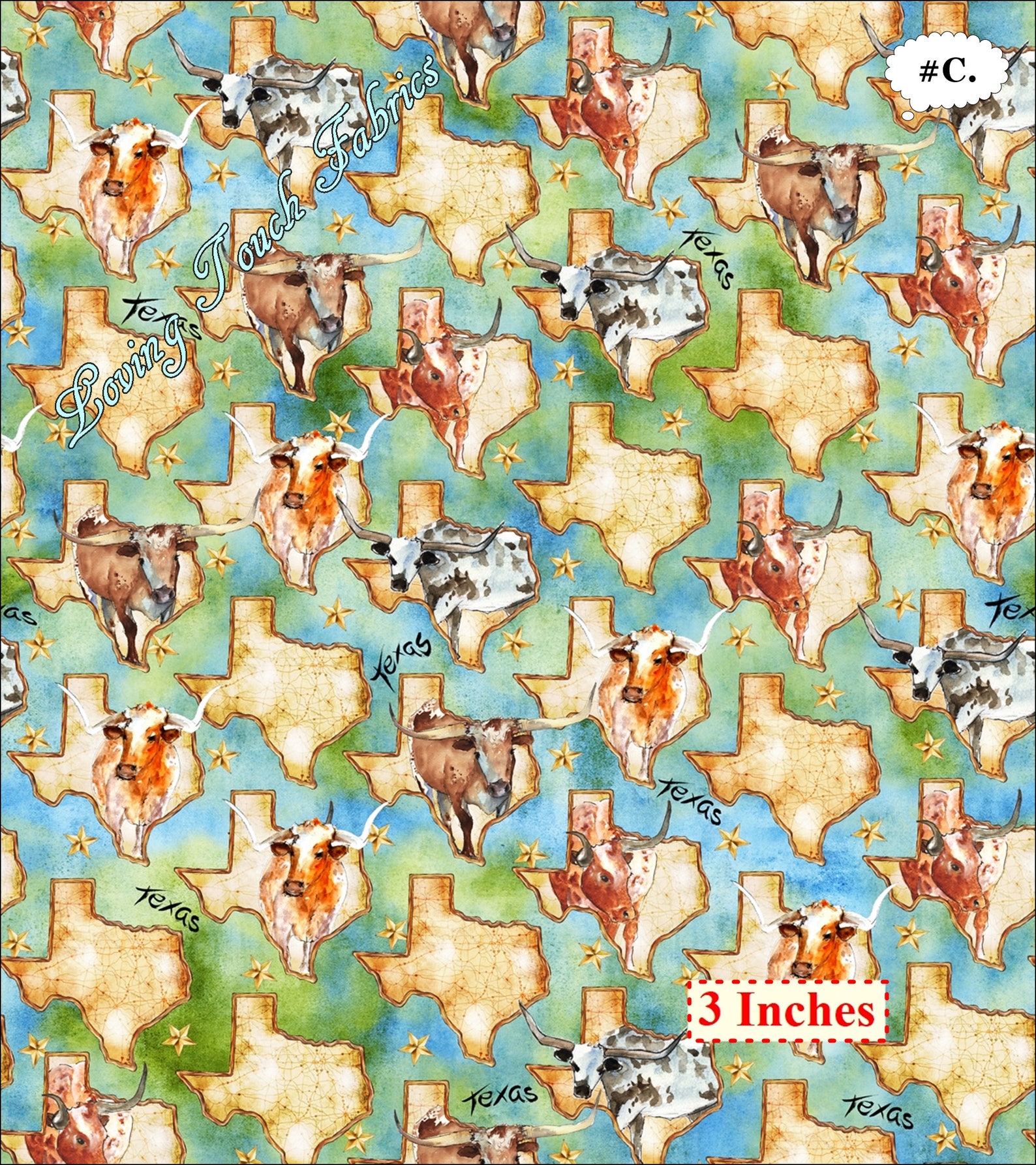 Quilting Treasures Longhorns Texas Cattle Western - Etsy