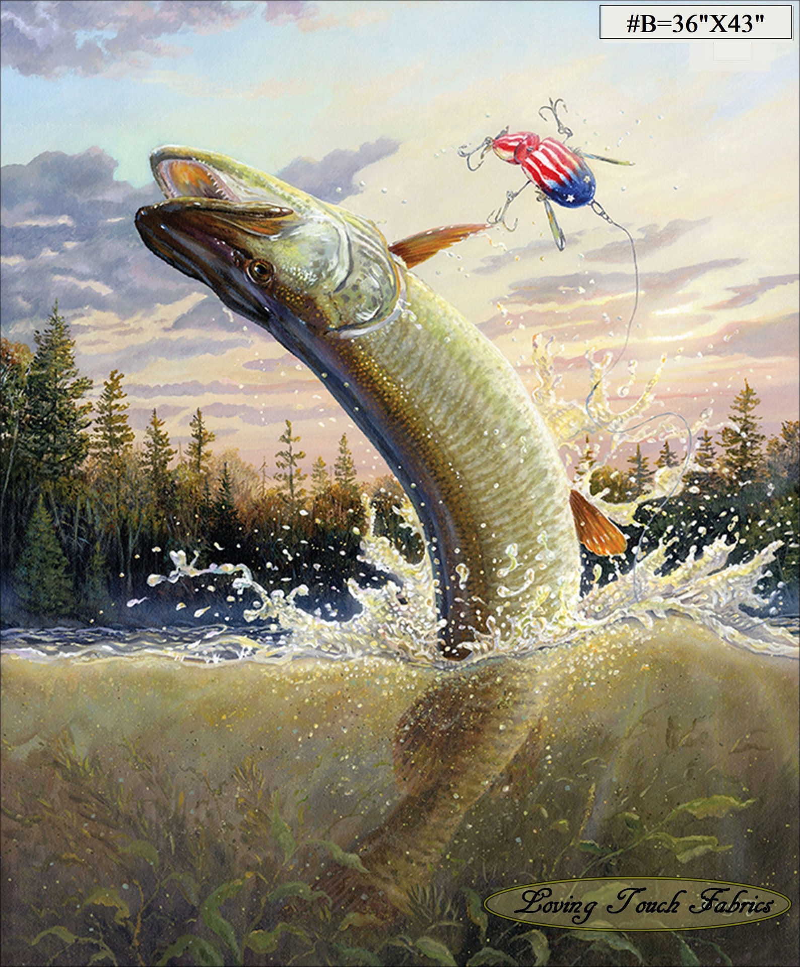 Riley Blake "fish and Fowl" Trout, Bass, Fly Fishing Fabric Panels 36 ...