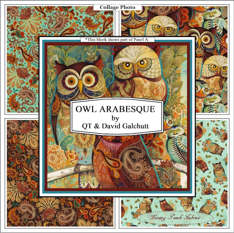 QT, David Galchutt, Owl Arabesque, Owls, Fabrics - Etsy