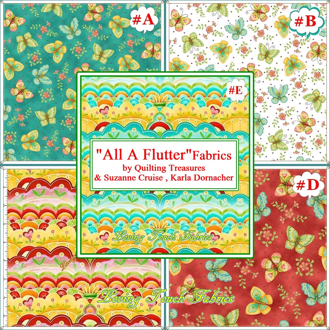 QT "all A Flutter" Fabric Collection Butterflies (make Selection) - Etsy