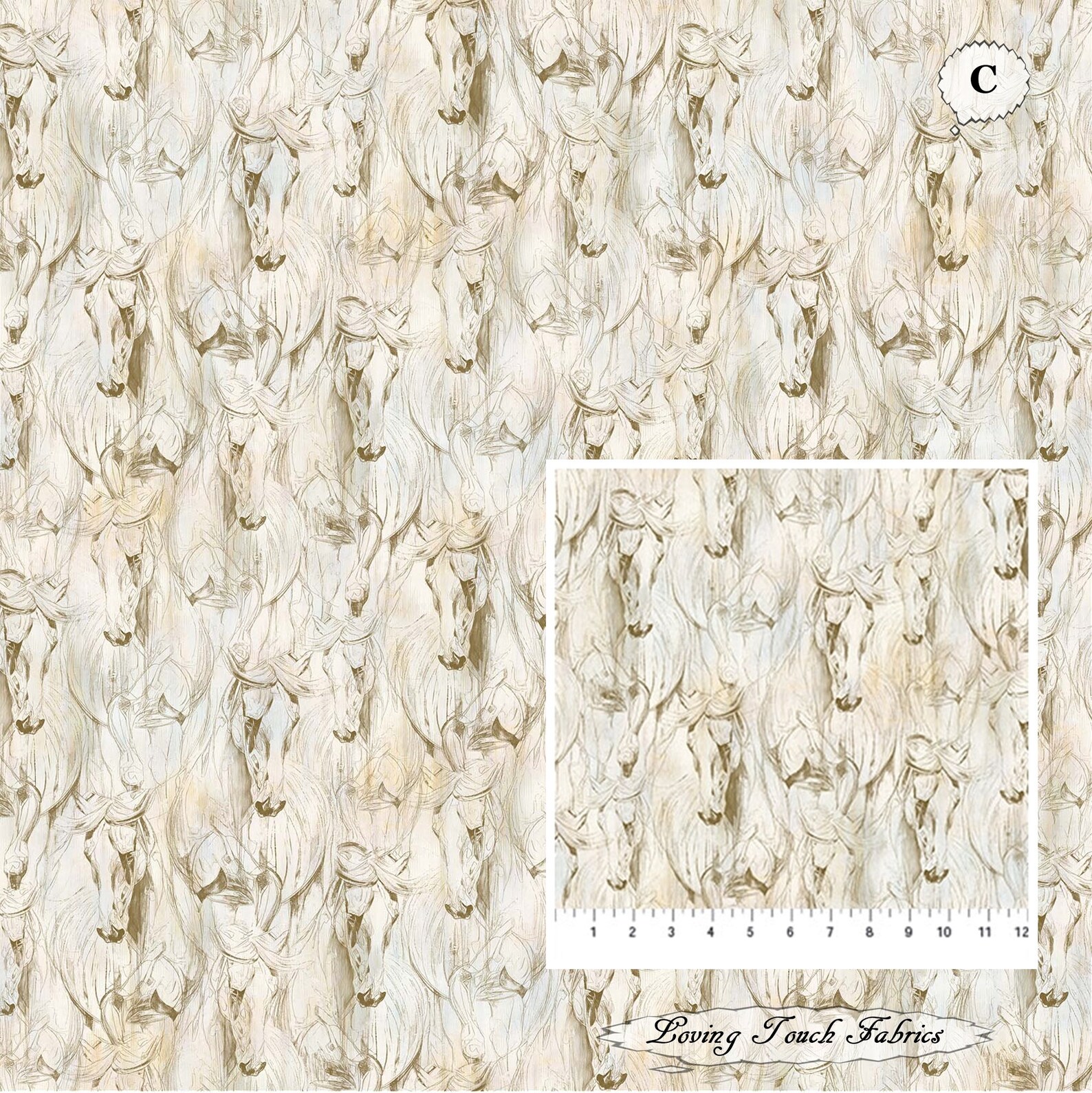 Northcott spirited Elise Genest Running Horse - Etsy