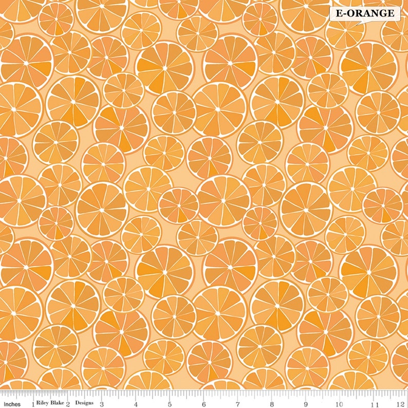 Riley Blake, Jill Finley, "grove", C10141, Citrus Fruit Slices, Fabrics ...