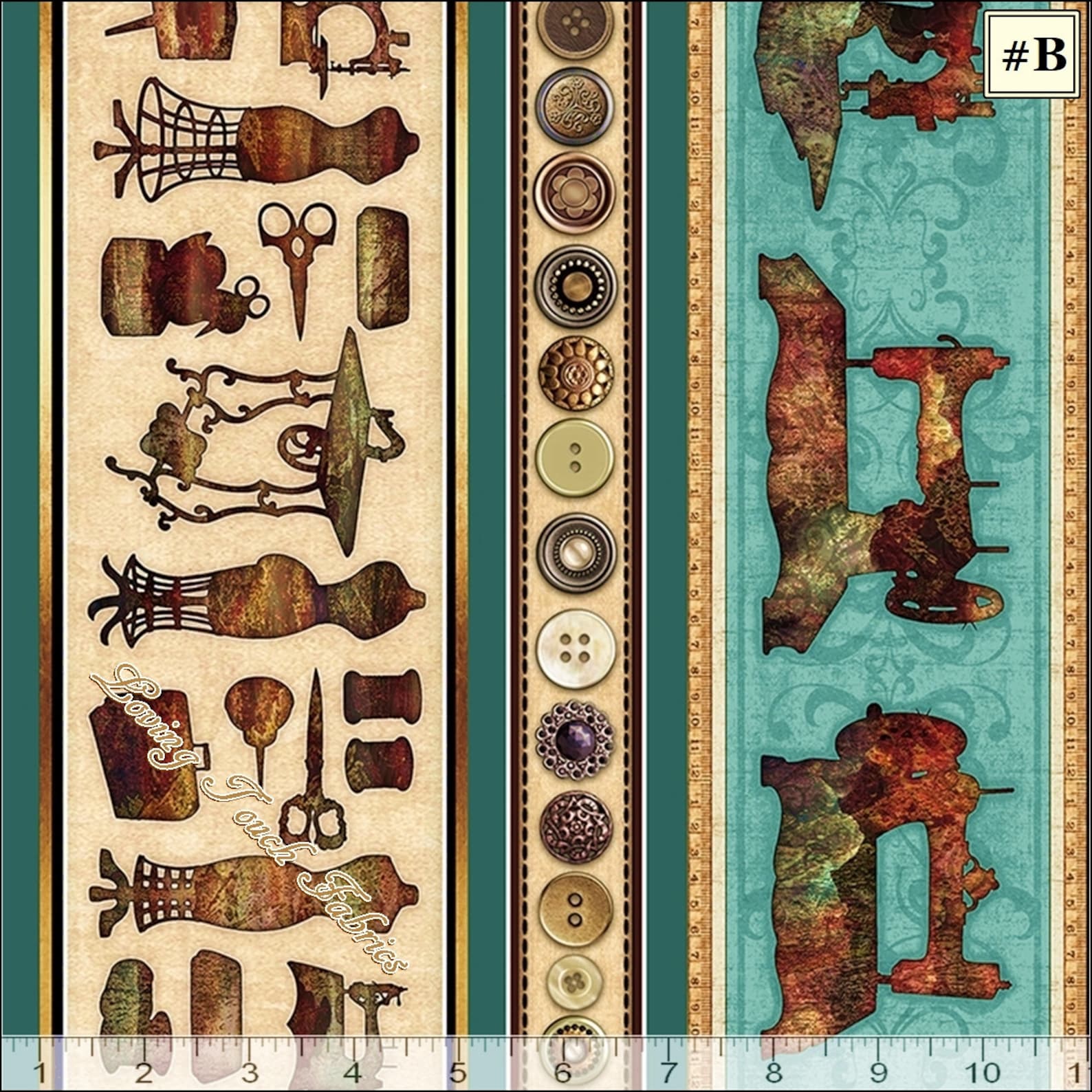 Quilting Treasures Dan Morris "seamless" Sewing Theme Notions Fabrics ...