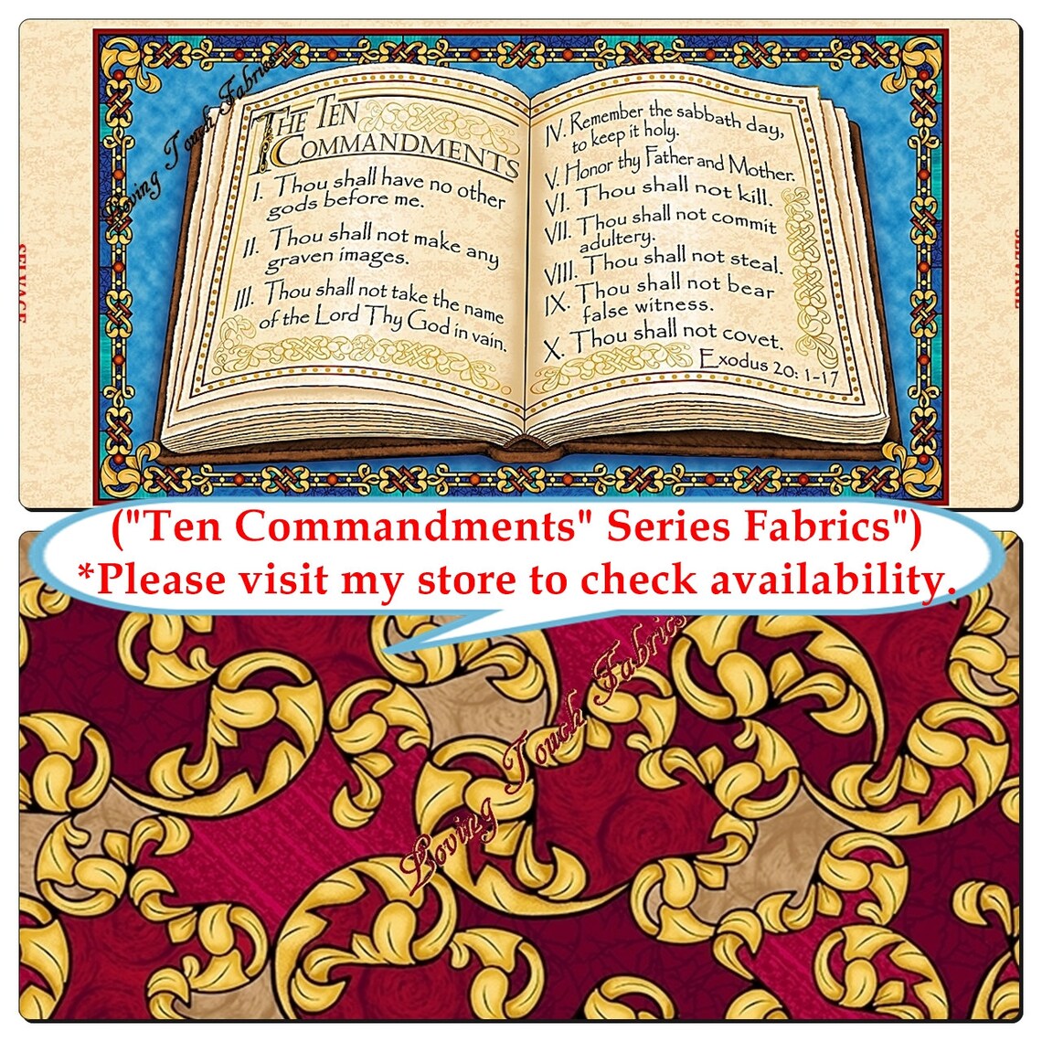 Quilting Treasures & Ivy Lane "the Ten Commandments" 24755-X Bible ...