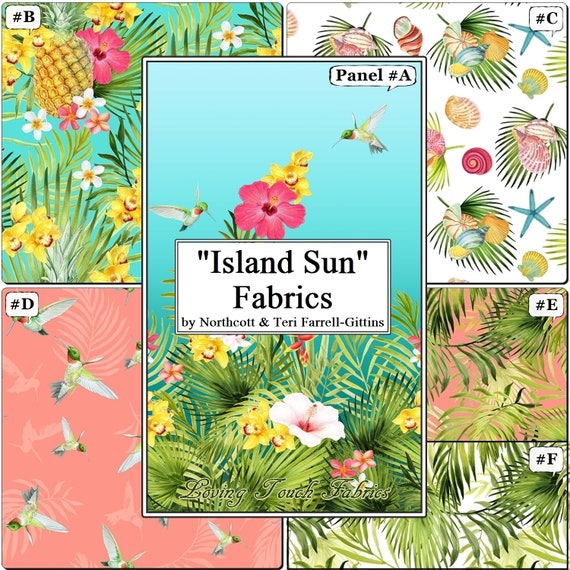 Northcott island Sun Digitally Printed Tropical - Etsy