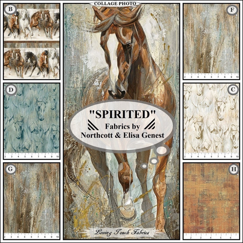 Northcott, "spirited" Elise Genest, Running Horse, Fabrics - Etsy