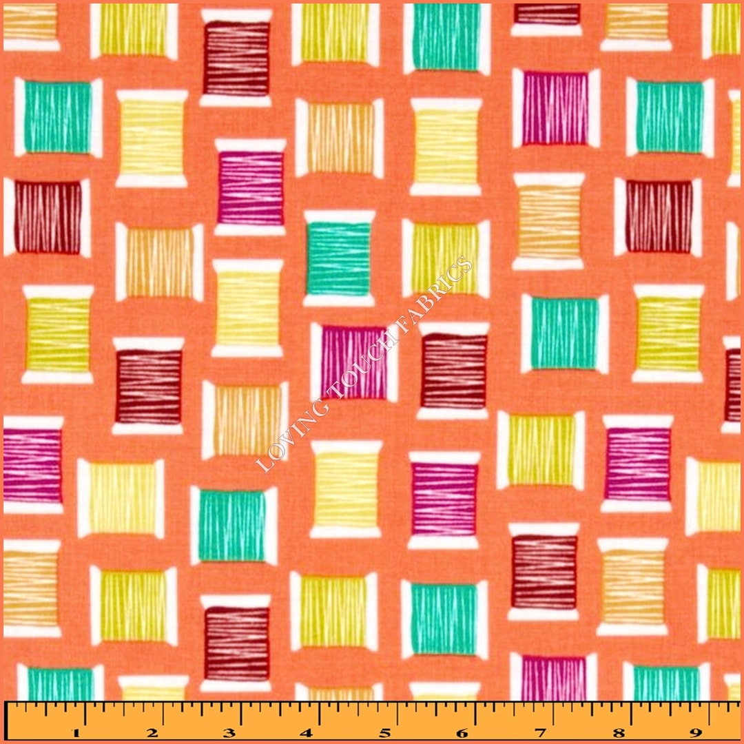 Michael Miller "cool Spools" Sewing Theme Thread Notions Cotton Fabric ...