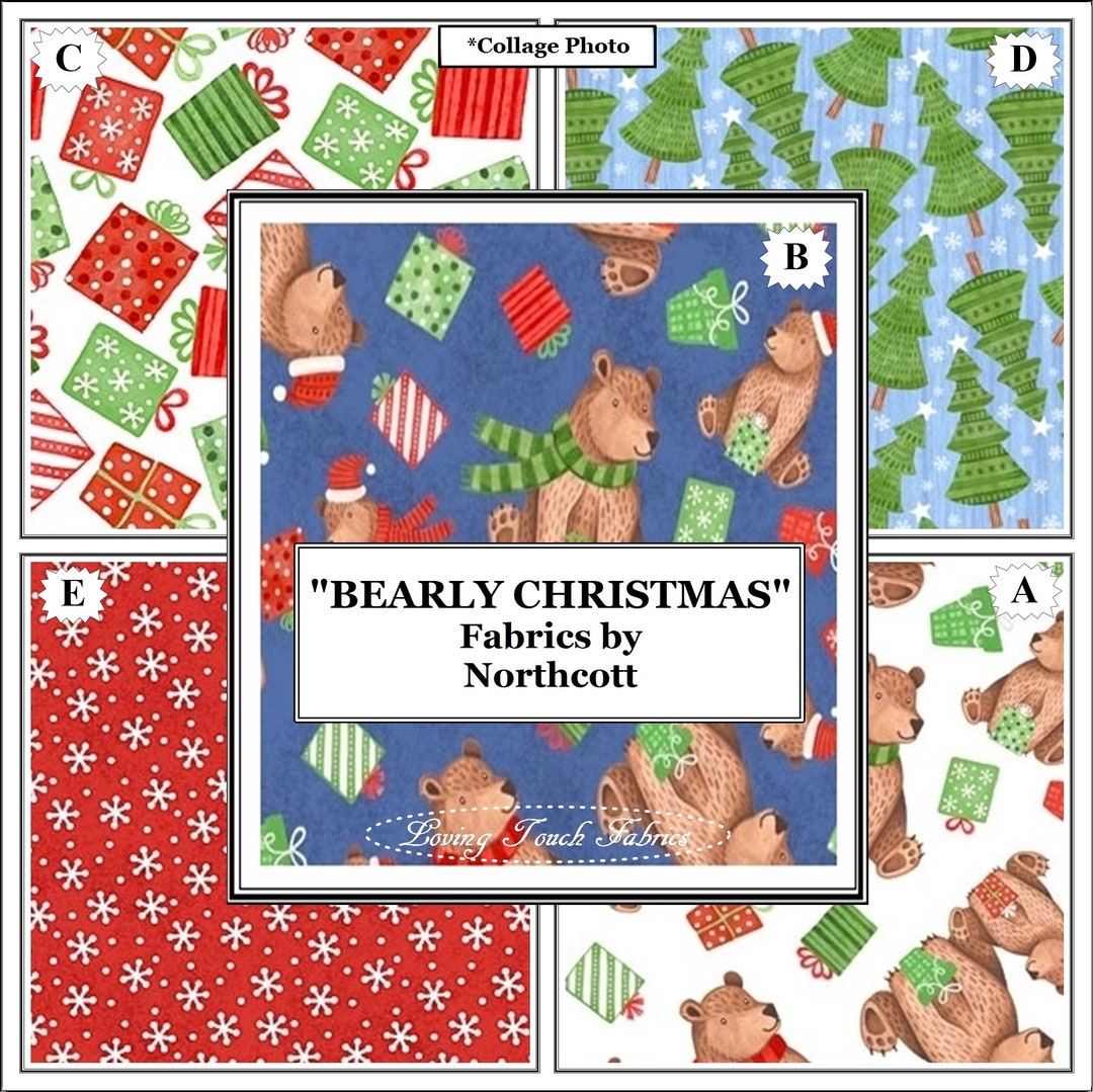 Northcott, "bearly Christmas" Bears, Packages, Trees. Snowflakes ...