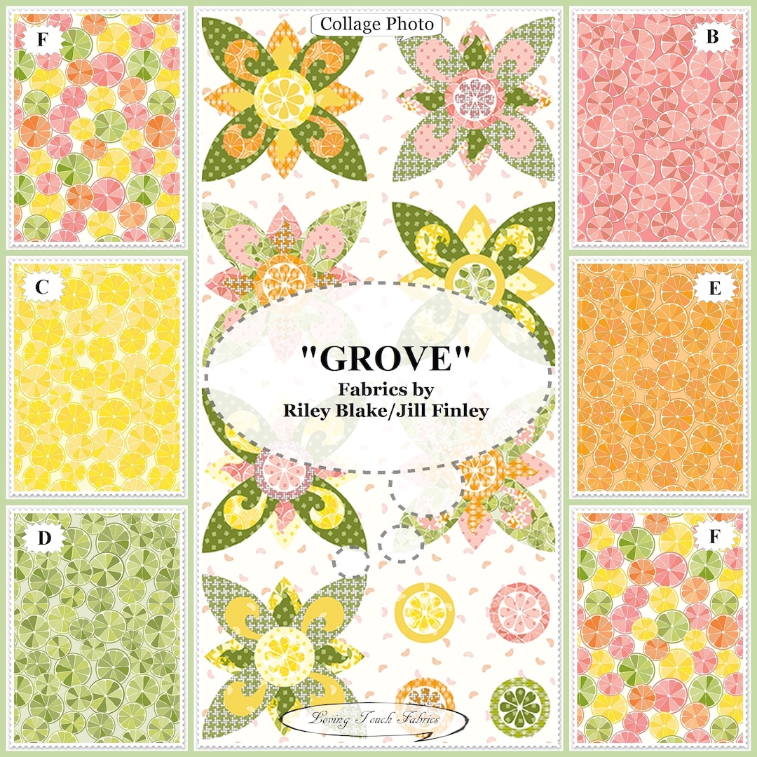 Riley Blake, Jill Finley, "grove", C10141, Citrus Fruit Slices, Fabrics ...