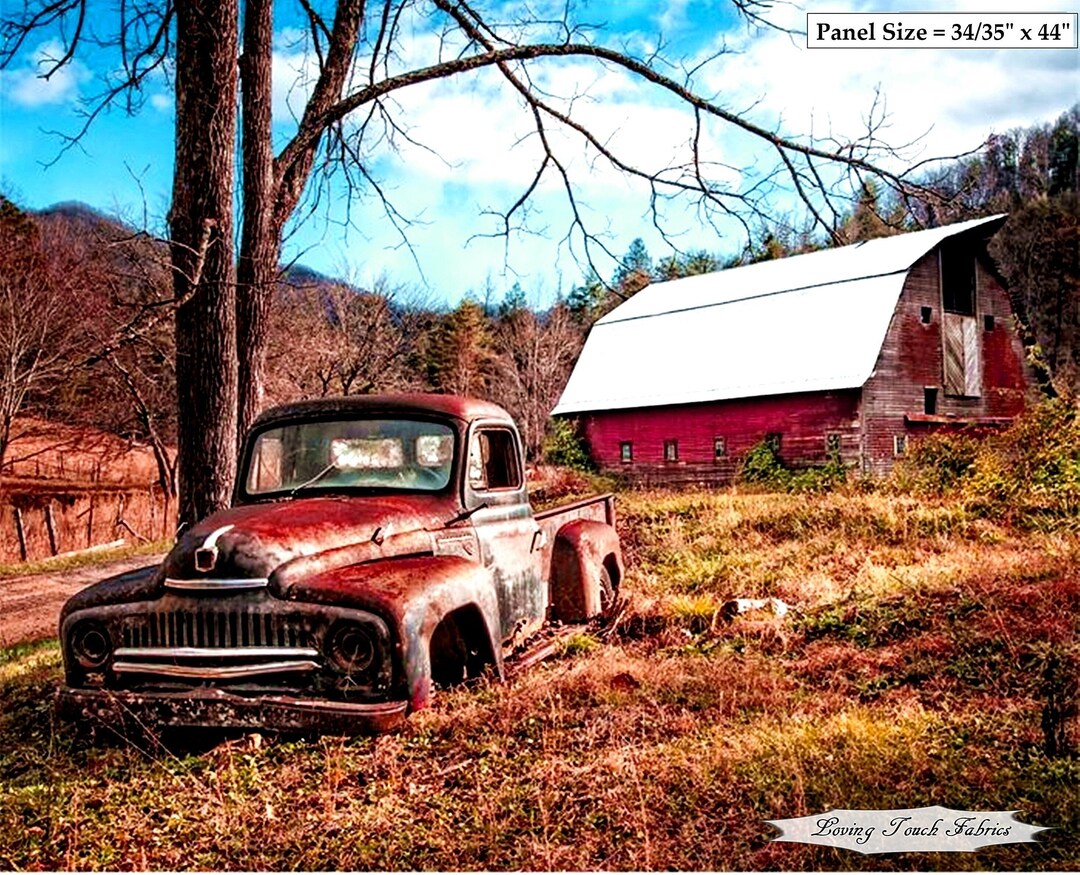 David Textiles, "barn and the Truck", #AL-3478-7C, International Red ...