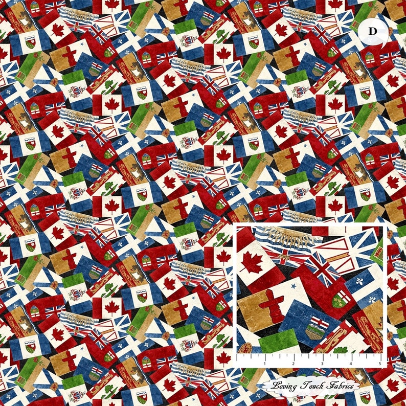 Northcott, "canadian Classics", Flags, Mounties, Leaves, Fabrics Priced ...